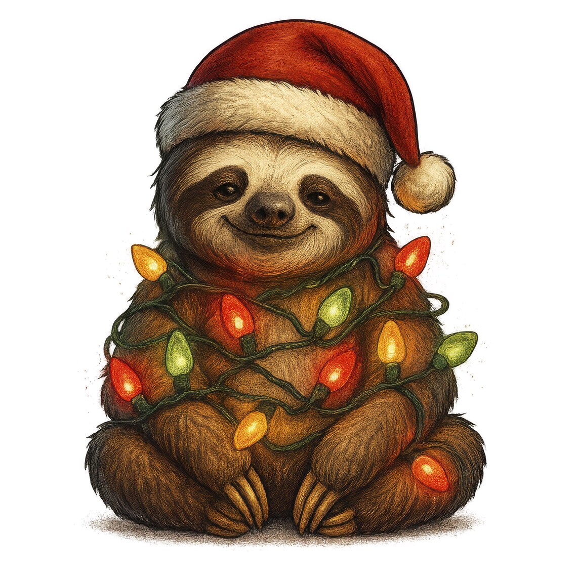 Christmas Sloth Clipart: Holiday Sloth Design (digital Download) 10 PNG ...