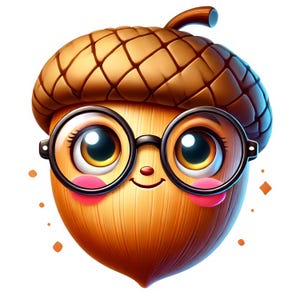 Cute Acorn Clipart | 12 High-quality Jpgs | Adorable Cute Acorn Clipart ...