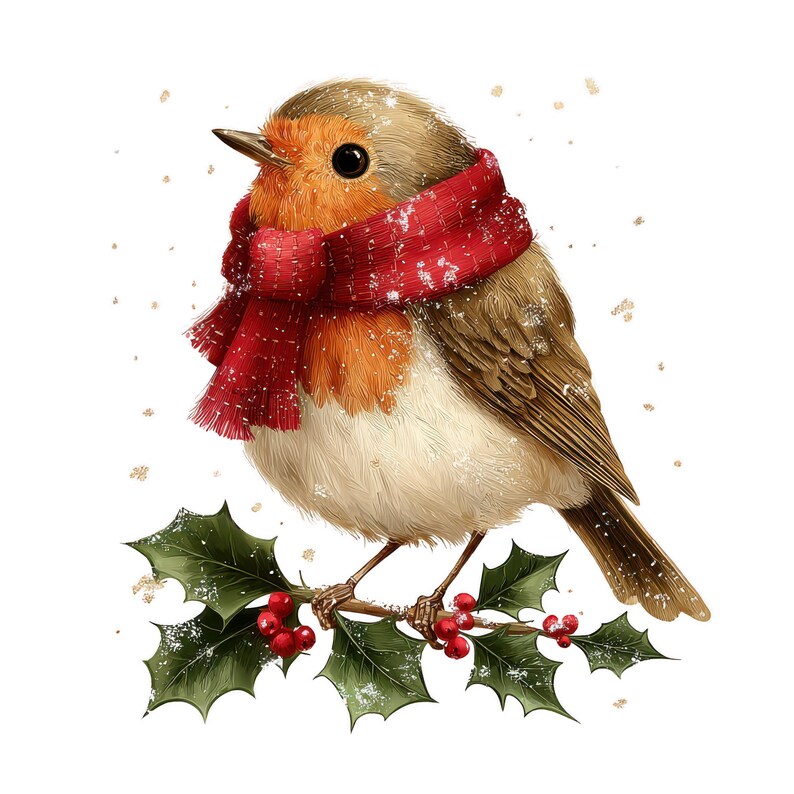 Christmas Robin Clipart: Holiday Bird Graphics (digital Download) 12 ...