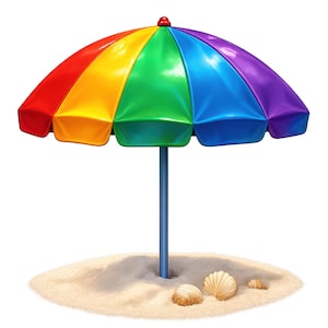 Colorful Beach Umbrella Clipart, Summer PNG Graphics (digital Download ...