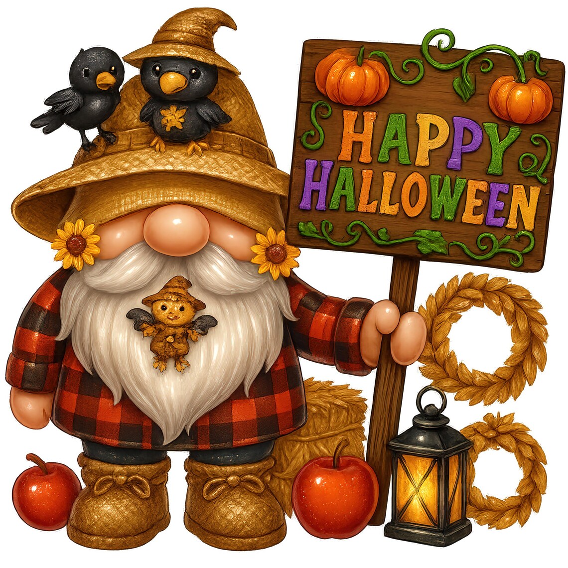 Cute Halloween Gnome Clipart, Pumpkin Fall Illustration (PNG Download ...