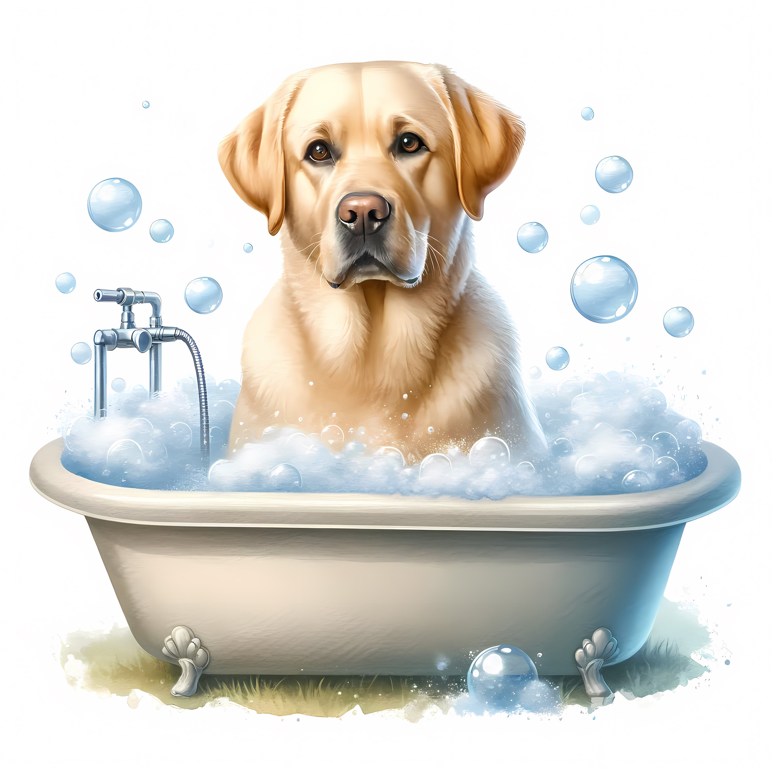 Dog in Bath Clipart | Bathroom Decor (digital Download) Set of 12 Jpgs ...