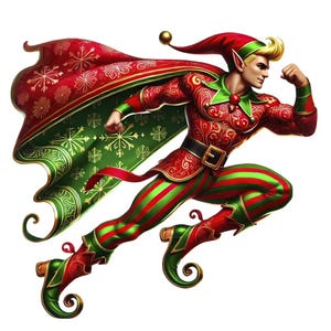 Superhero Elf Clipart | 11 High-quality Pngs | Brave Christmas Elf ...