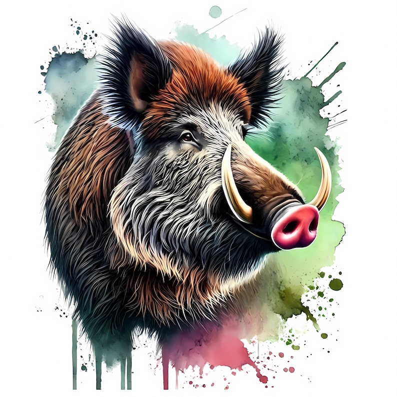 Wild Boar Clipart: Wildlife Art Images (12 JPG, Digital Download ...