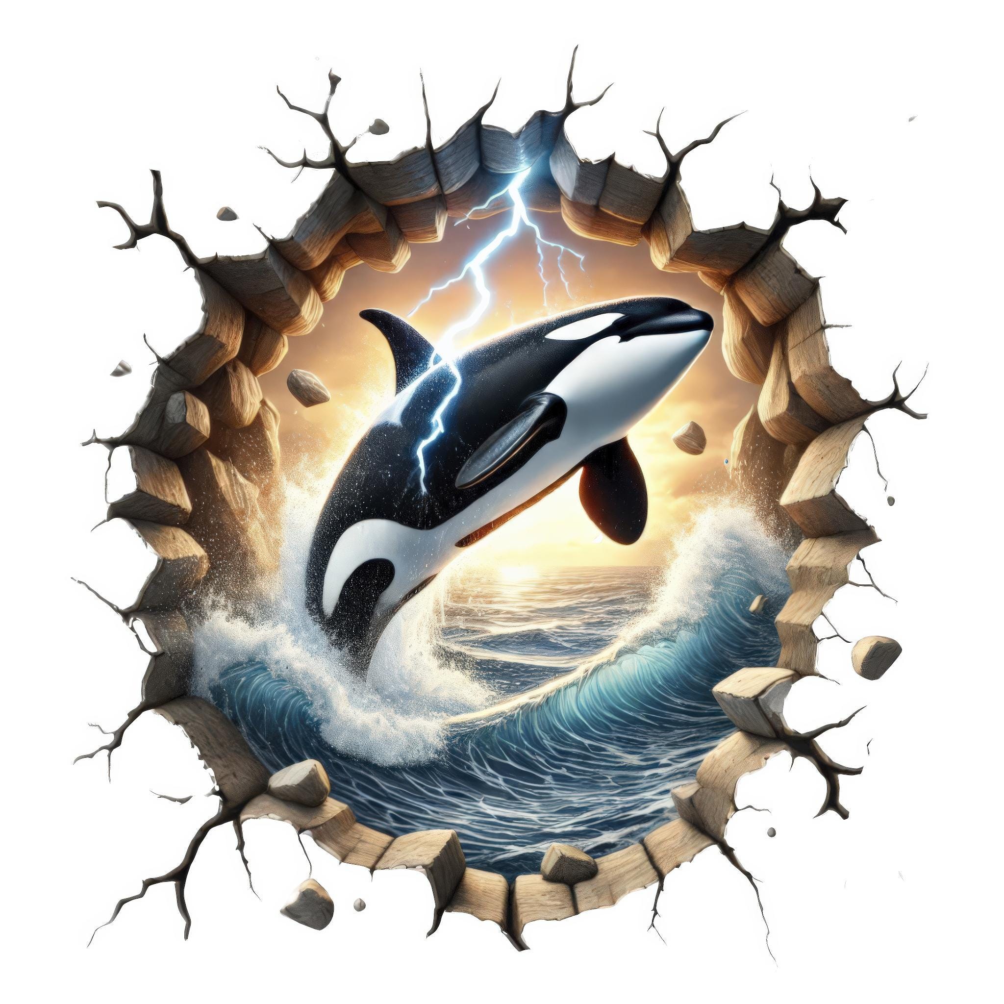 3D Breaching Orca Clipart, Ocean Theme (digital Download) Set of 10 ...