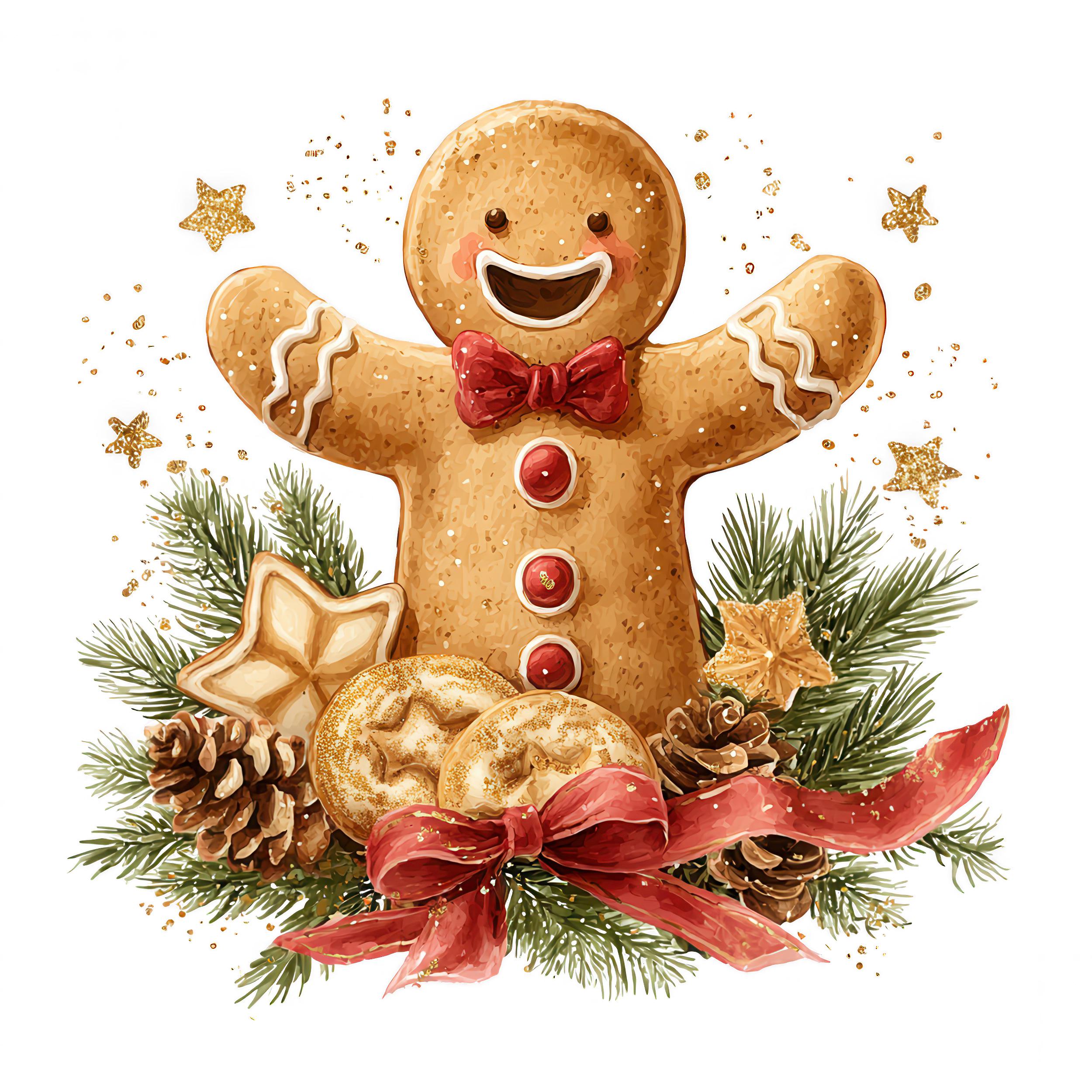 Christmas Gingerbread Man Clipart: Sweet Festive Holiday Graphics ...