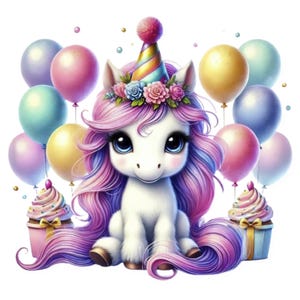 Cute Unicorn Birthday Clipart | High-quality Pngs (digital Download) - Etsy