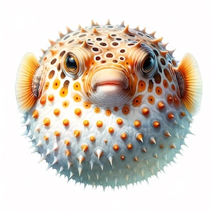 Whimsical Puffer Fish Clipart | Marine Life Art (digital Download) Set ...