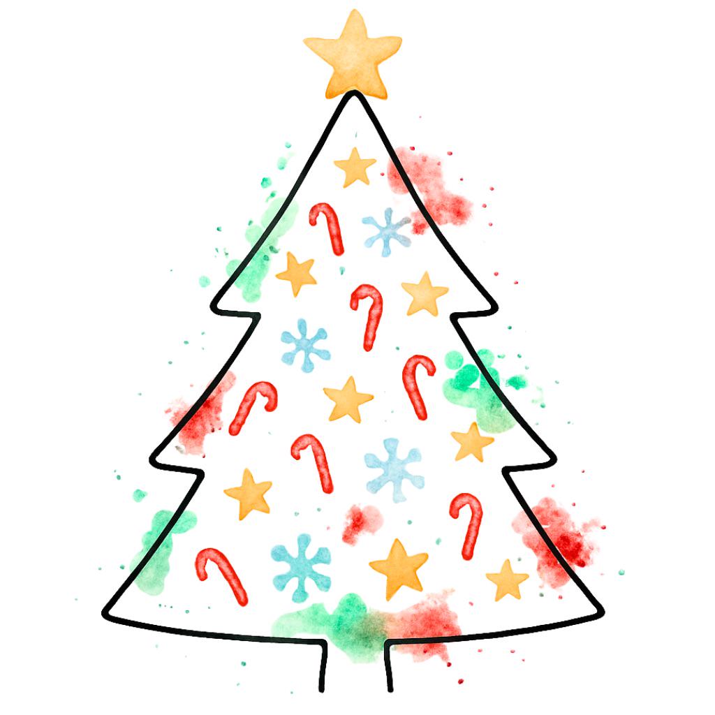Line Art Christmas Tree Clipart Bundle: Minimalist Holiday Tree Design ...