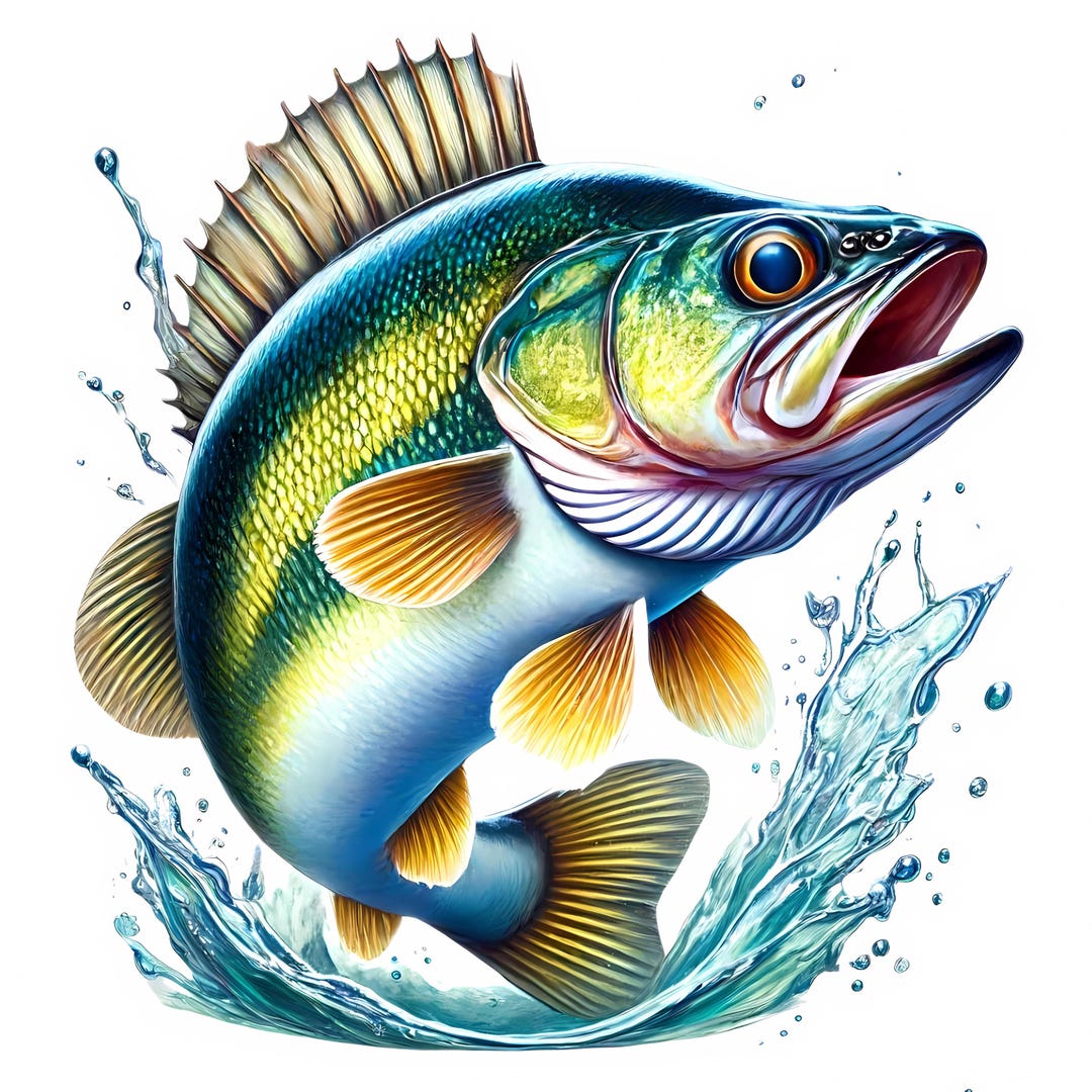 Walleye Fish Clipart | 11 High-quality Jpgs | Elegant Walleye Fish ...