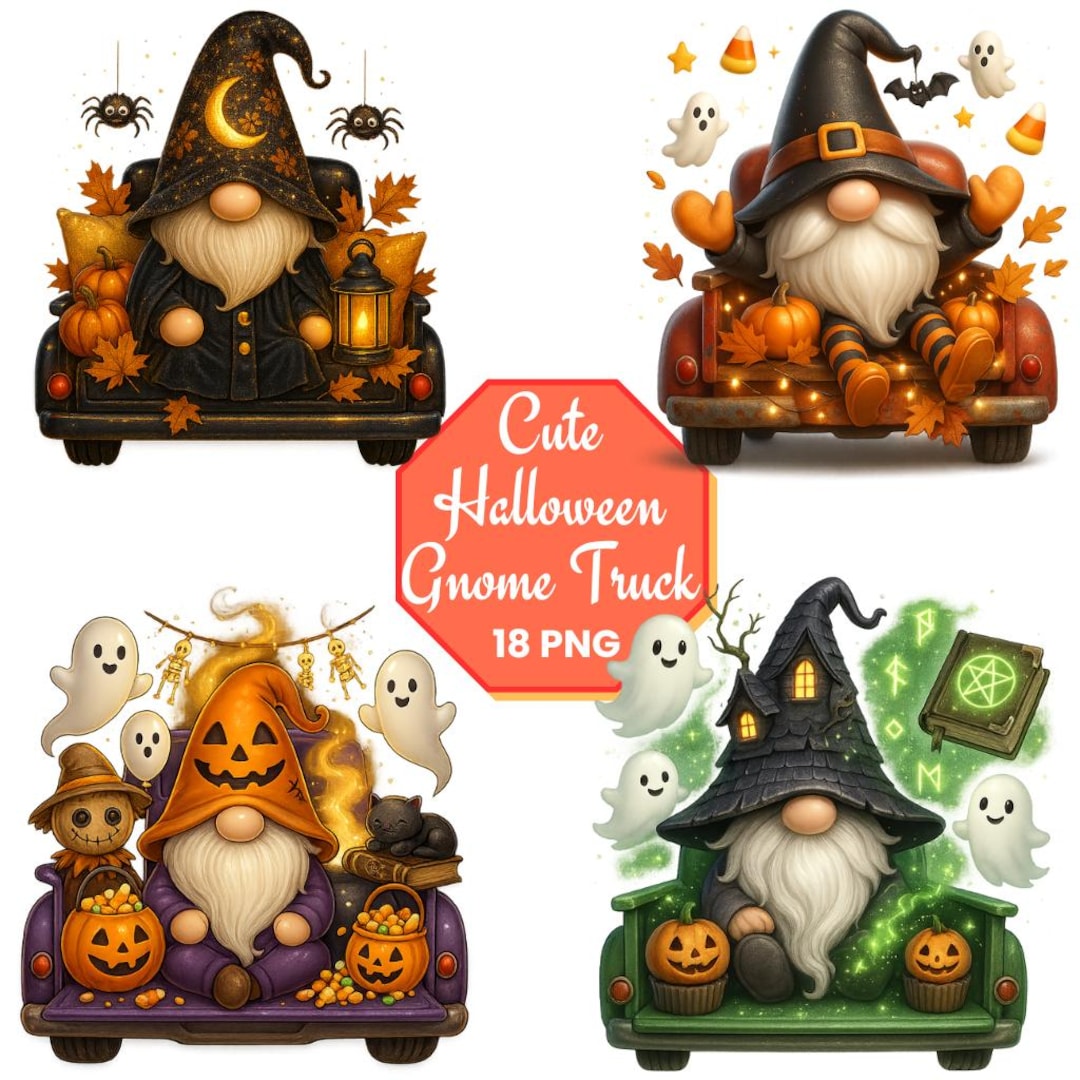 Halloween Gnome Truck Clipart: Spooky PNG Digital Download - Etsy