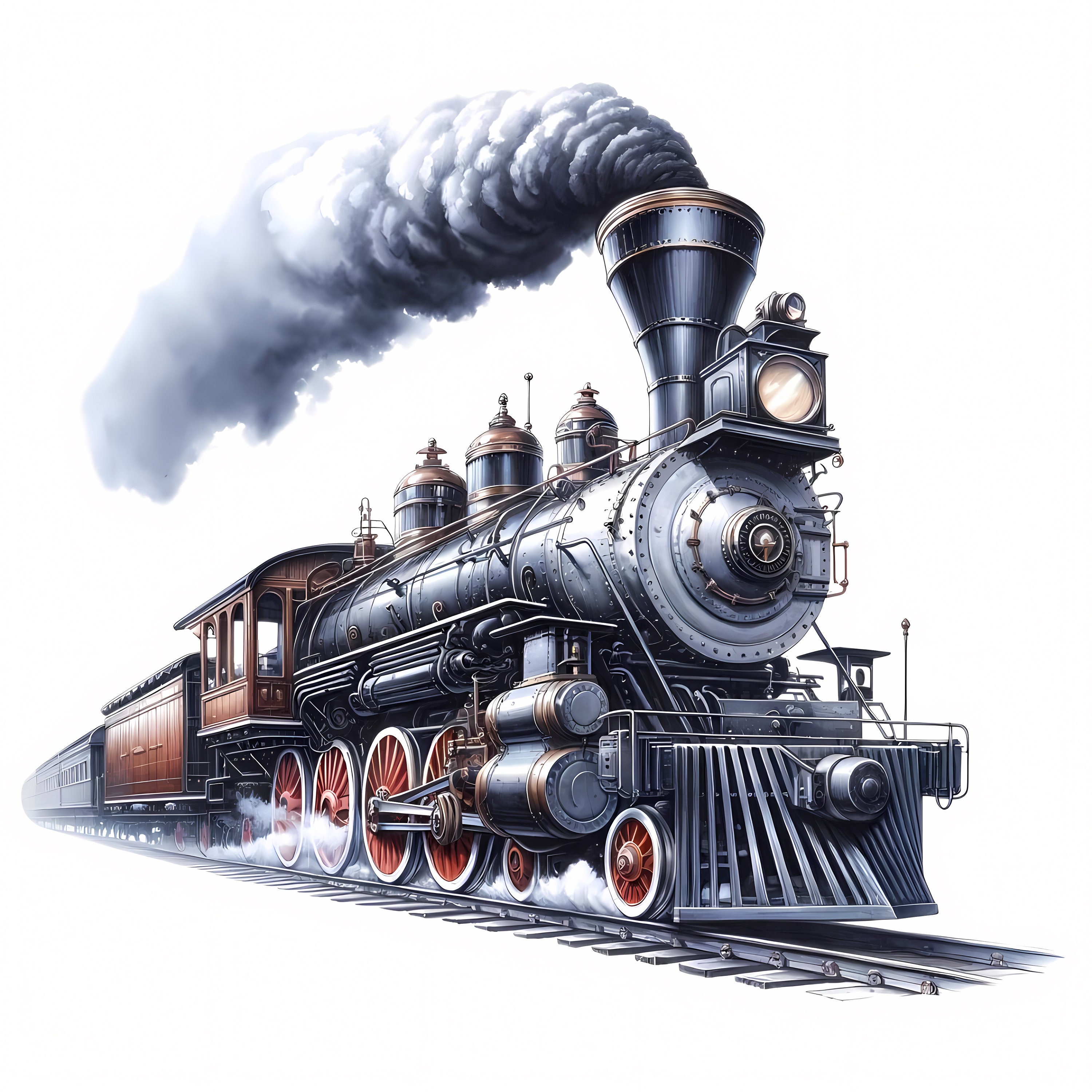 Vintage Train Clipart 12 High-quality Jpgs Historical Vintage Train ...