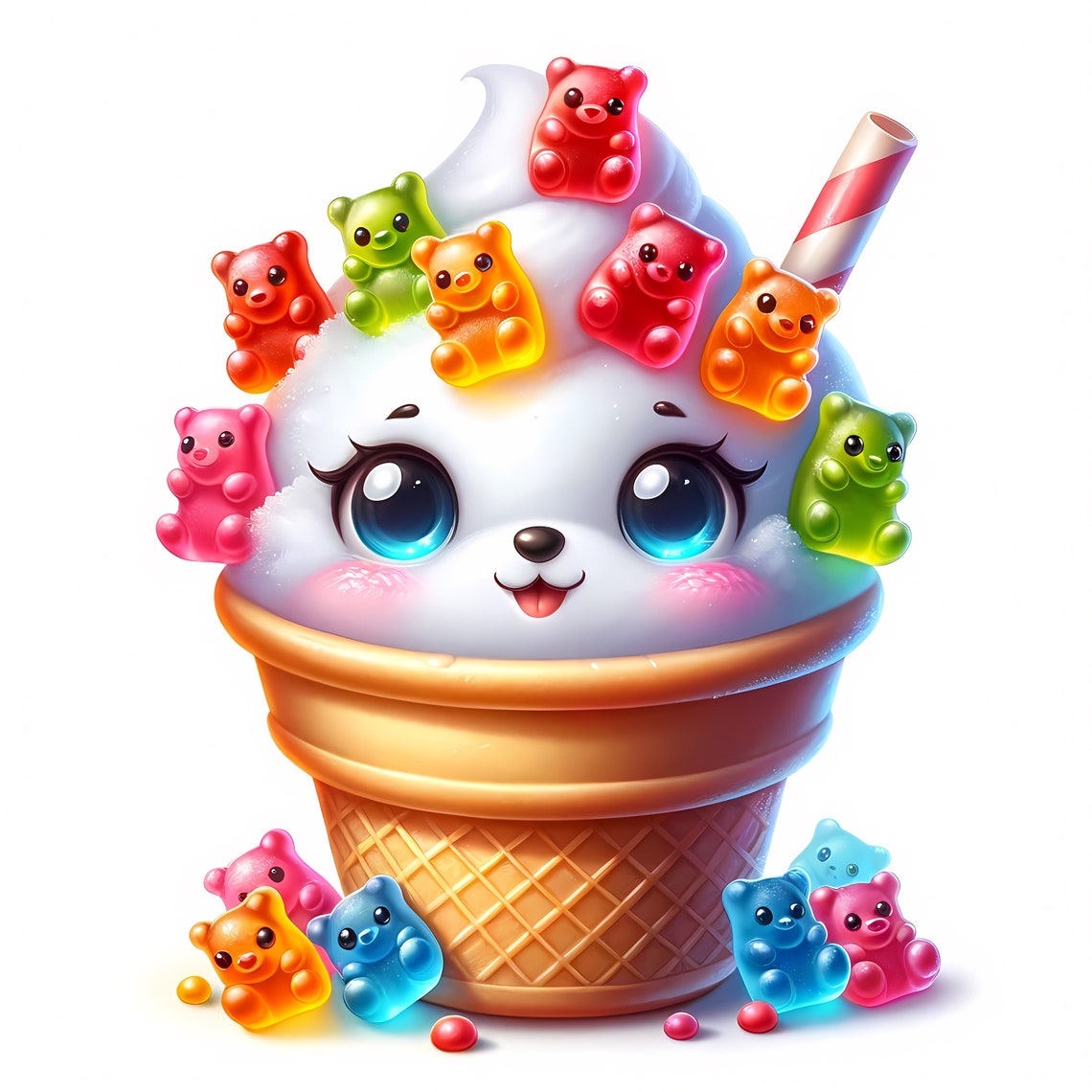 Cute Snow Cone Clipart 12 High-quality Jpgs Kawaii Snow Cone Clipart ...