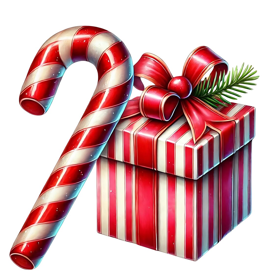 Festive Candy Cane Christmas Clipart Bundle (12 JPG Digital Download ...