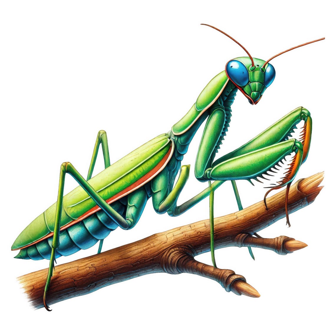Praying Mantis Clipart | High-quality Green Bug Art (digital Download ...