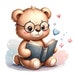 Reading Teddy Bear Clipart – Cute Nursery Art, Commercial Use (jpgs) - Etsy