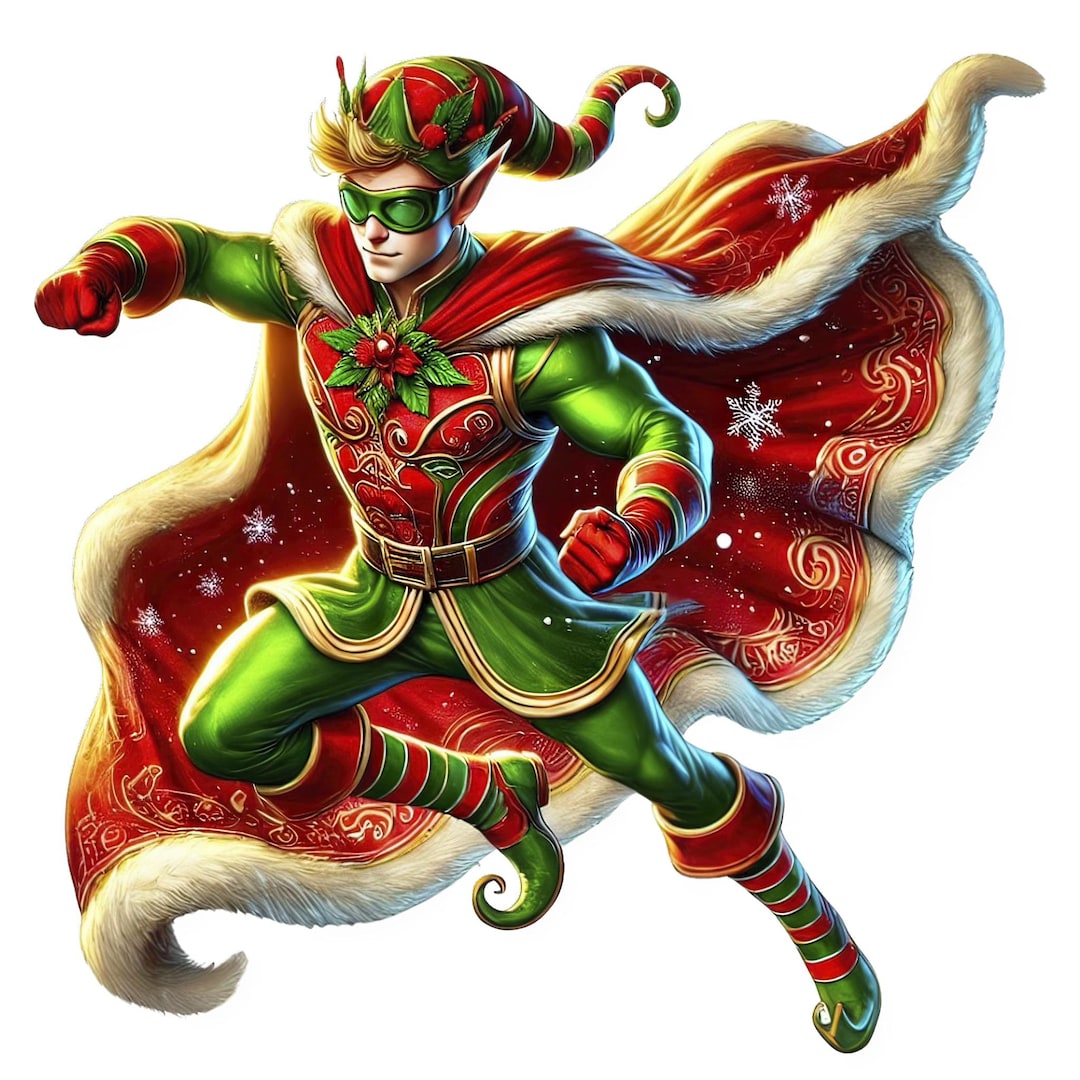 Superhero Elf Clipart 11 High-quality Pngs Brave Christmas Elf Bundle ...