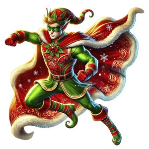 Superhero Elf Clipart | 11 High-quality Pngs | Brave Christmas Elf ...