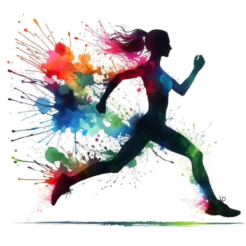 Running Woman Clipart: Marathon Runner Silhouette Art (11 Jpgs) Digital ...