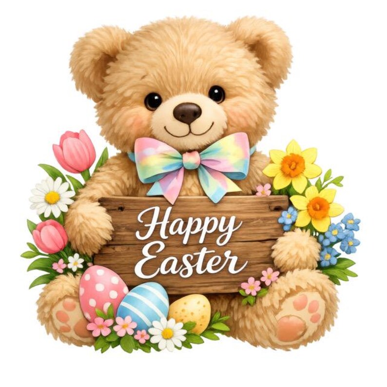 Easter Teddy Bear Clipart: Happy Easter Teddies Graphics, Digital ...