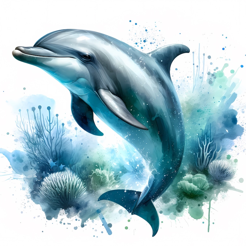 Dolphin Clipart 10 High-quality Jpgs Playful Dolphin Bundle Digital ...
