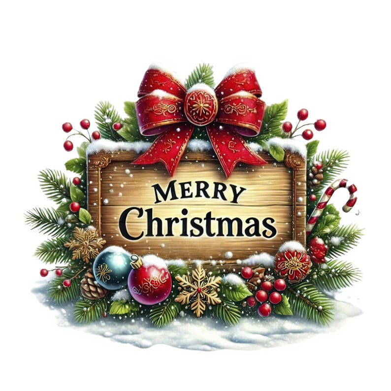 10 Merry Christmas Sign Clipart: Festive Holiday Art PNG (digital ...