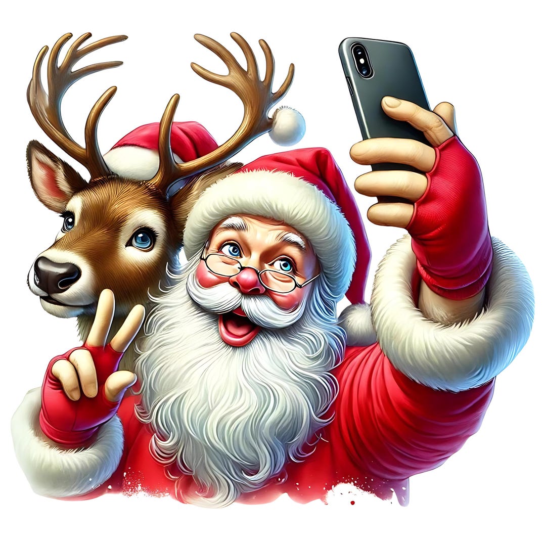Santa Selfie Clipart | Festive Christmas JPG Bundle (digital Download ...