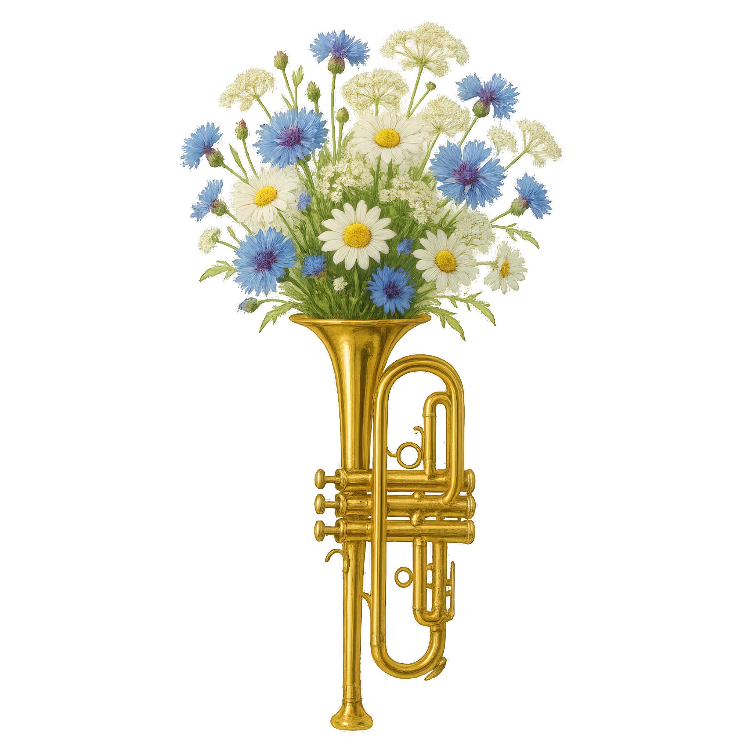 Floral Trumpet Clipart: Watercolor Trumpet Flowers PNG Bundle (digital ...