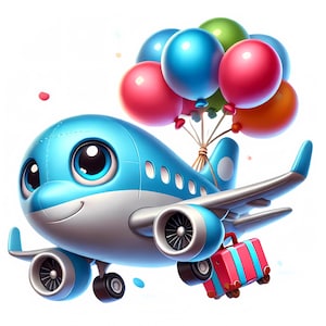 Cute Airplane Clipart | 10 High-quality Jpgs | Adorable Airplane ...