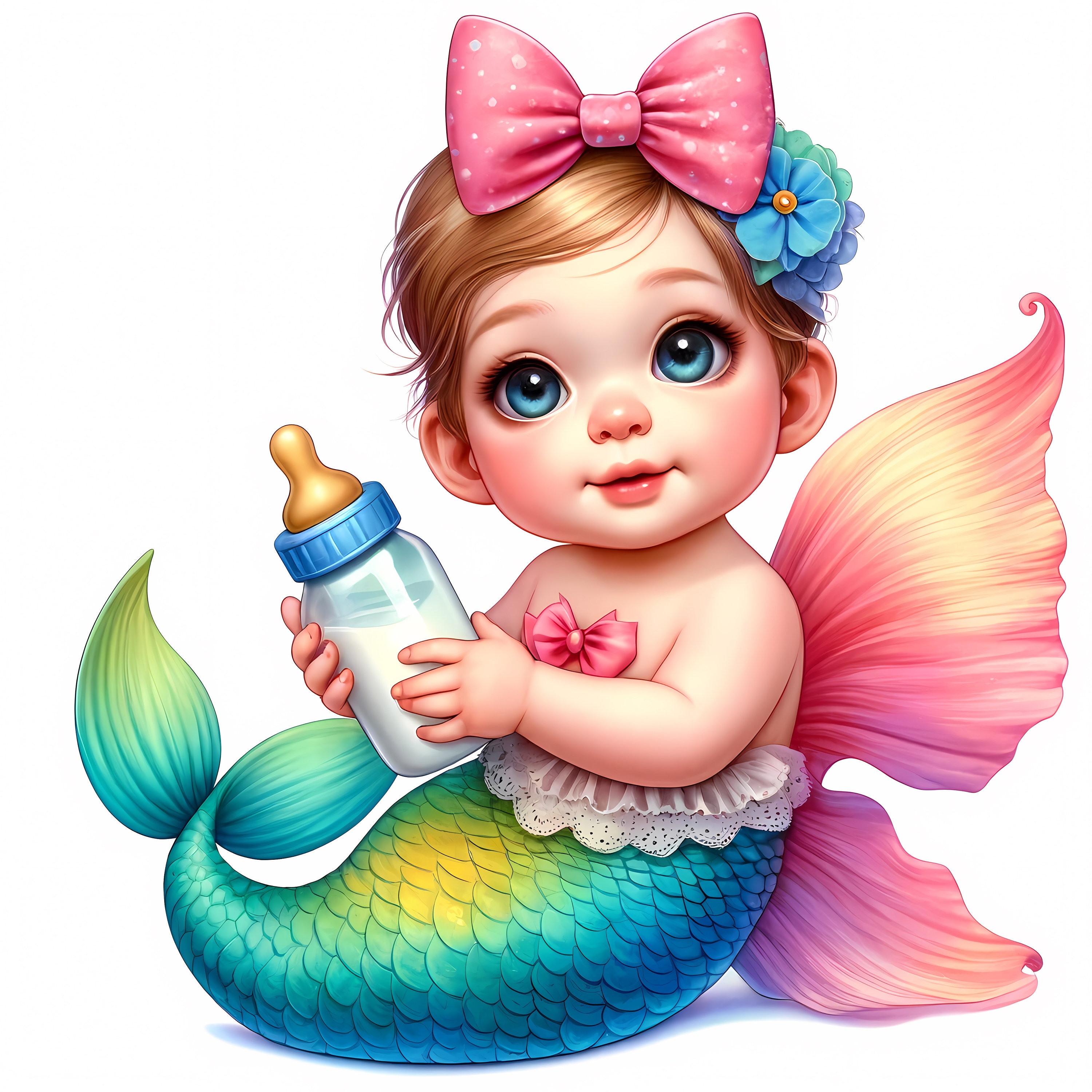 Baby Mermaid Clipart 10 High-quality Jpgs Cute Baby Mermaid Clipart ...