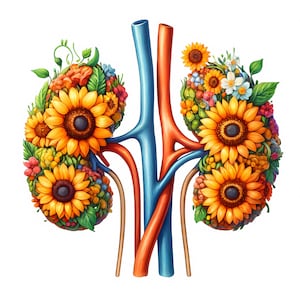 Floral Kidneys Clipart: Nurse Medical Art Printables (digital Download ...