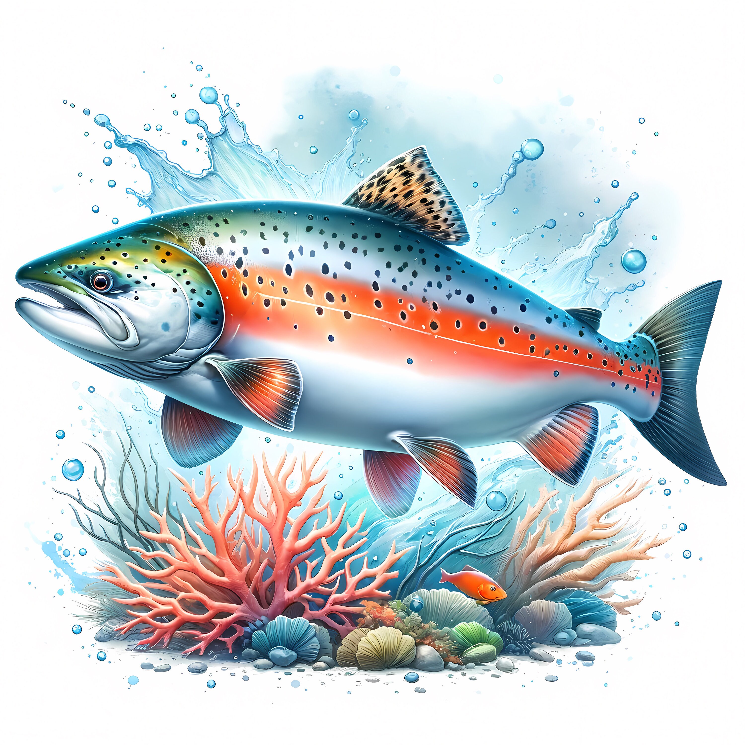 Salmon Clipart 10 High-quality Jpgs Realistic Salmon Clipart Bundle ...