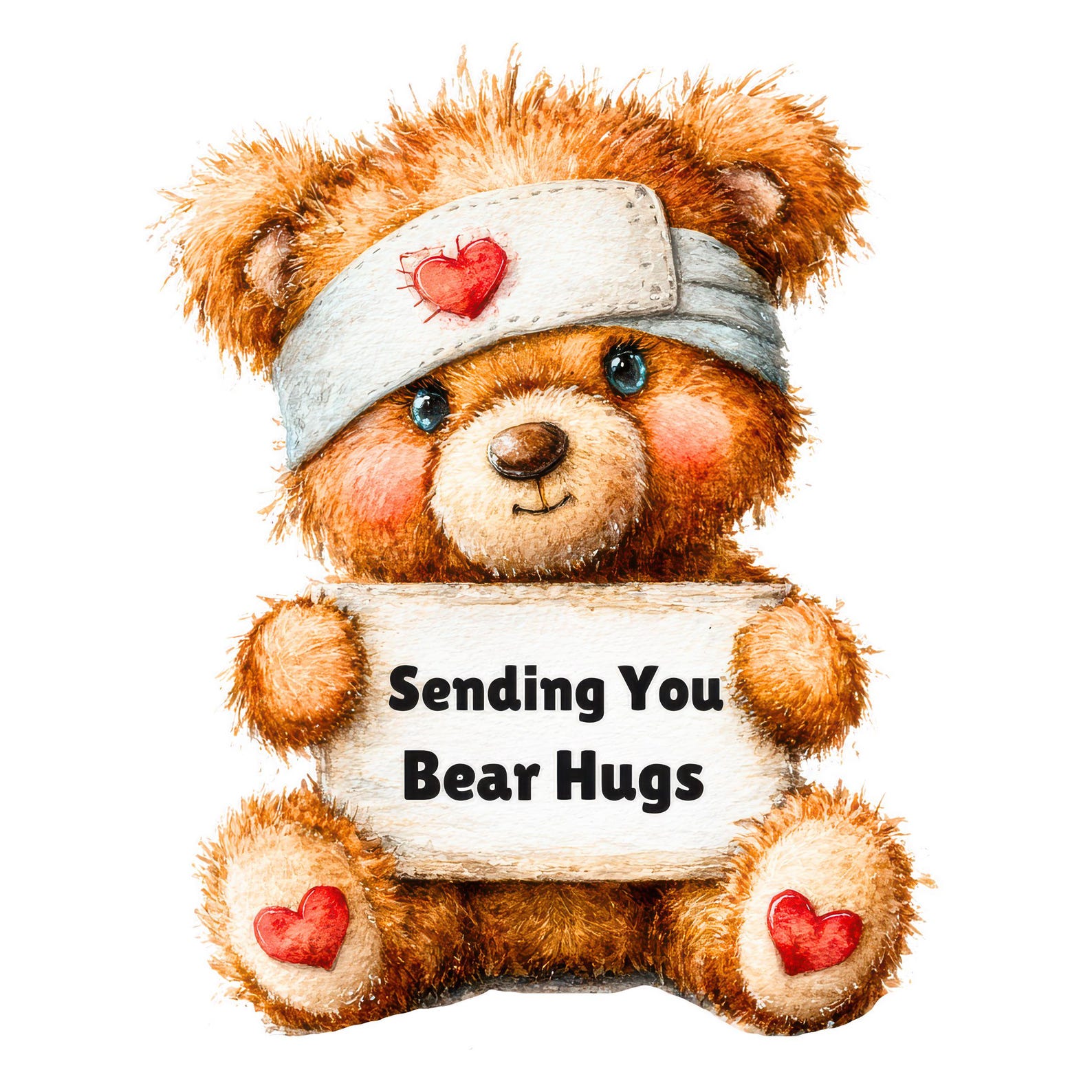 Get Well Soon Teddy Bear Clipart: Sick Bear Graphics (digital Download ...