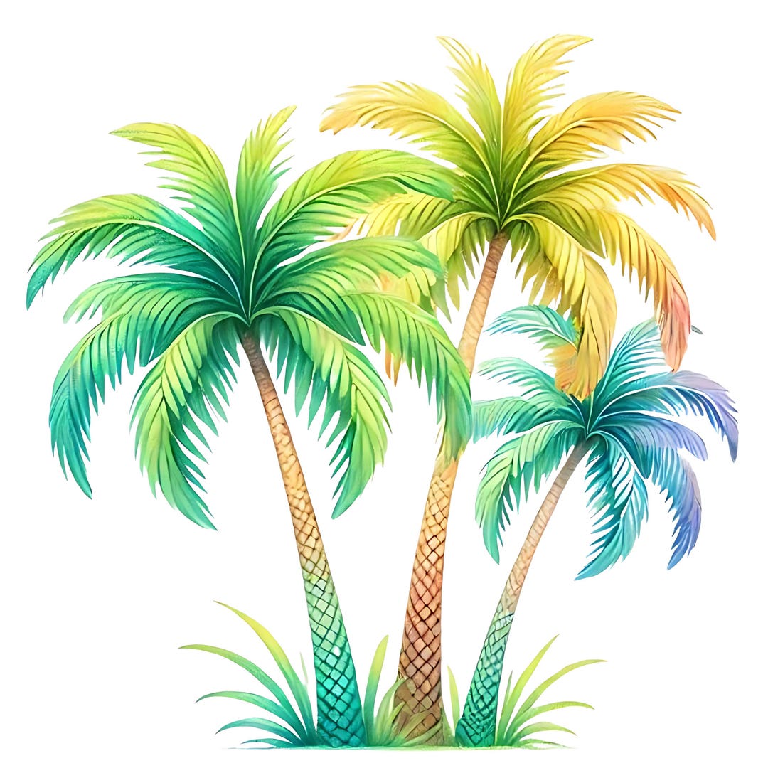 Tropical Palm Tree Clipart Bundle | Coastal Decor (digital Download ...
