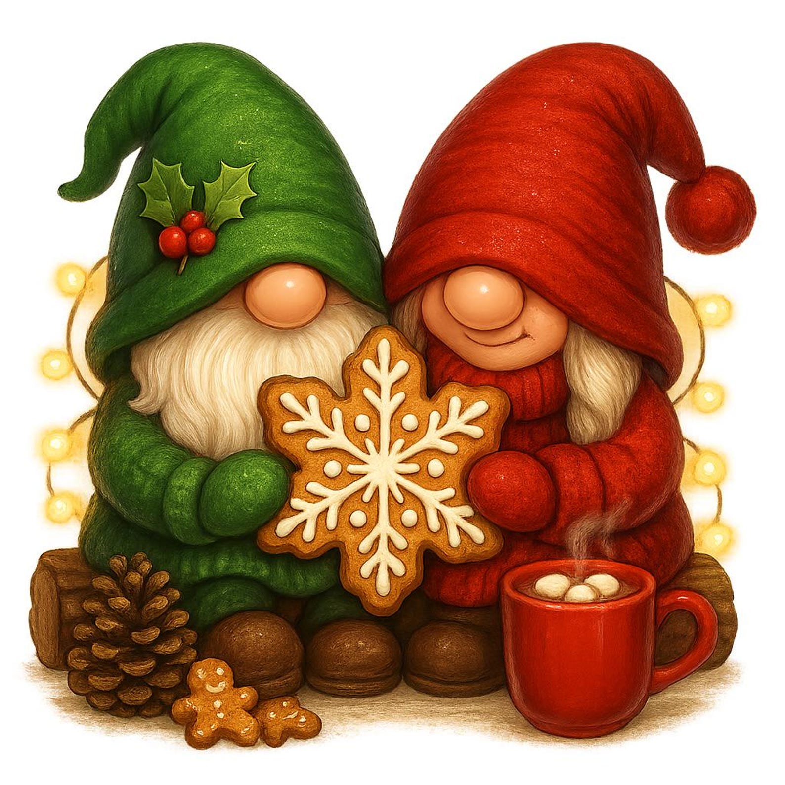 Christmas Gnome Couple Clipart: Merry Christmas Graphics (digital ...