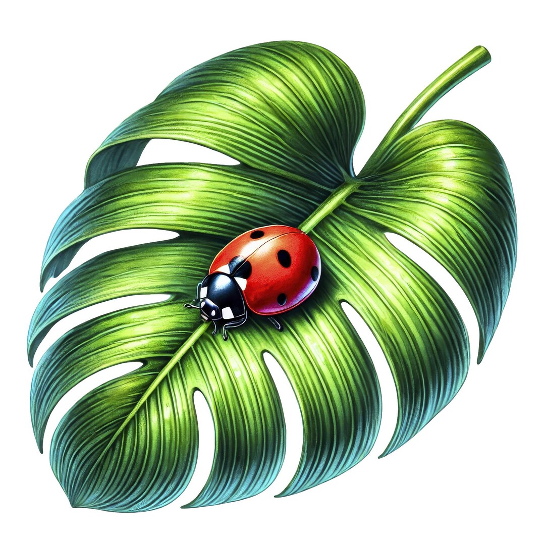 10 PNG/JPG, Ladybug Clipart | Ladybug and Leaf Clipart Bundle | Wall ...