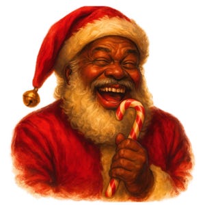 10 Funny African American Santa Clipart, Christmas PNG, Playful Black ...