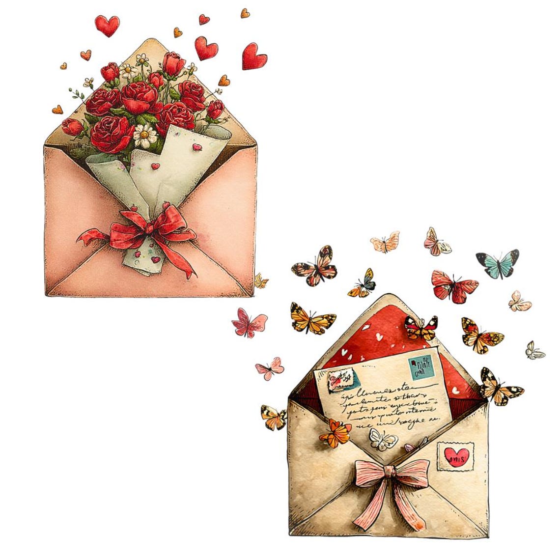 Whimsical Valentines Letters Clipart: Happy Valentines Graphics ...