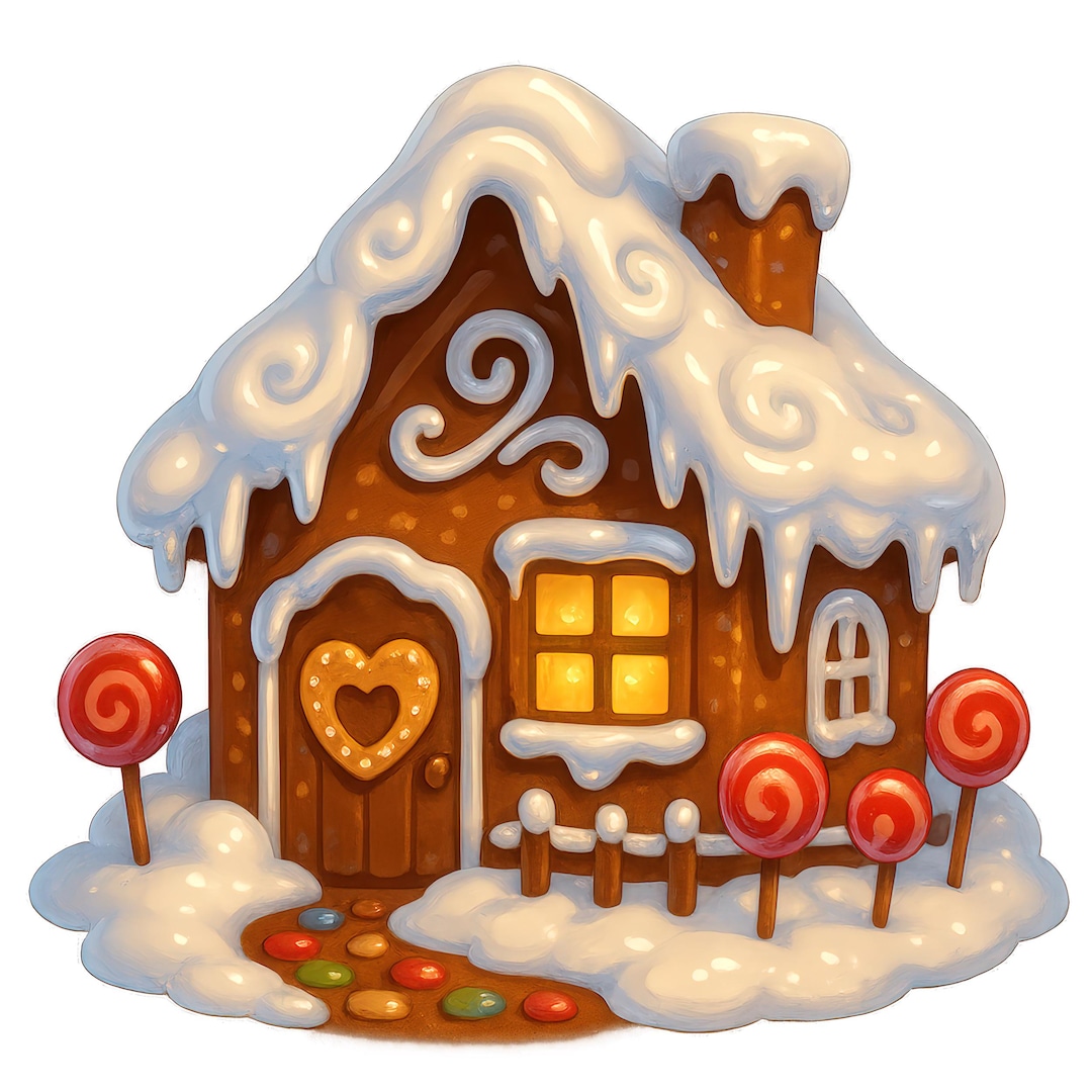 12 Gingerbread House Christmas Clipart Bundle: Festive Holiday PNG ...
