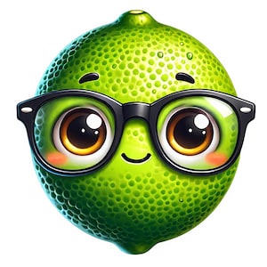 Cute Lime Clipart | Cartoon Citrus Art, Commercial Use (digital ...