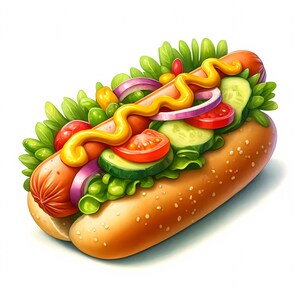 Hot Dog Clipart - 10 High-quality Jpgs - Hotdog Sandwich Clipart Bundle ...