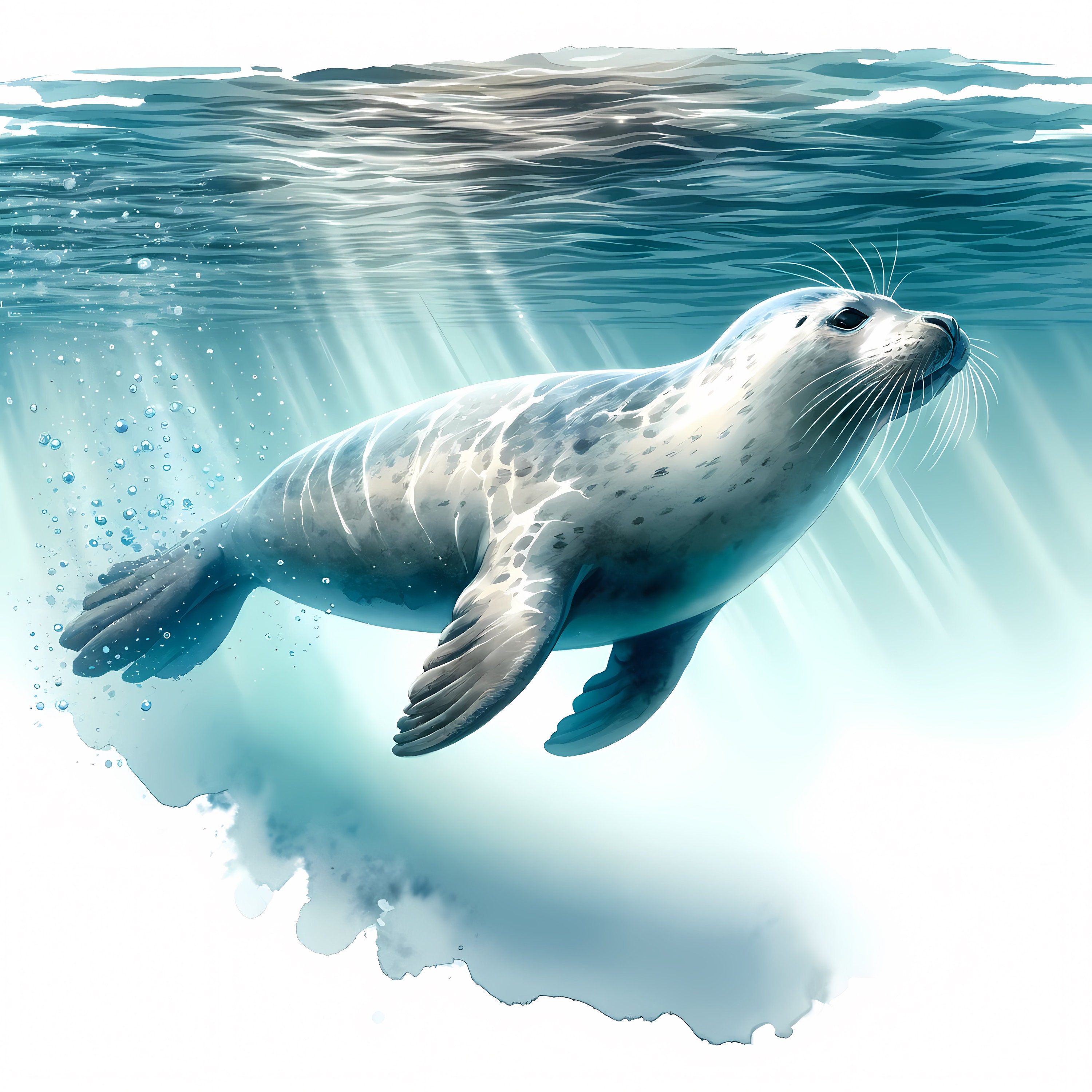 Seal Clipart Bundle 11 High-quality Jpgs Wall Art Aquatic Art Digital ...
