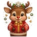 Cute Christmas Reindeer Clipart PNG, Holiday Animal Art (instant ...