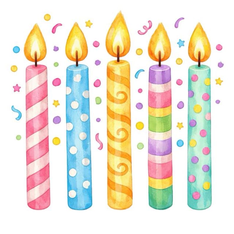 Colorful Birthday Candles Clipart: Celebration Birthday Graphics ...
