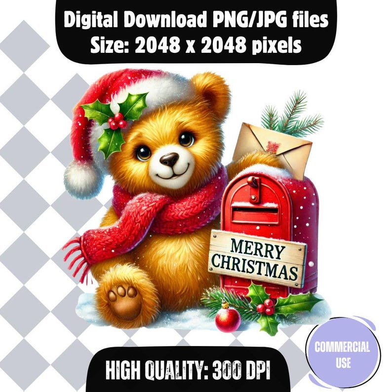 Christmas Teddy Bear Clipart: Festive Holiday Teddies, Holiday Graphics ...