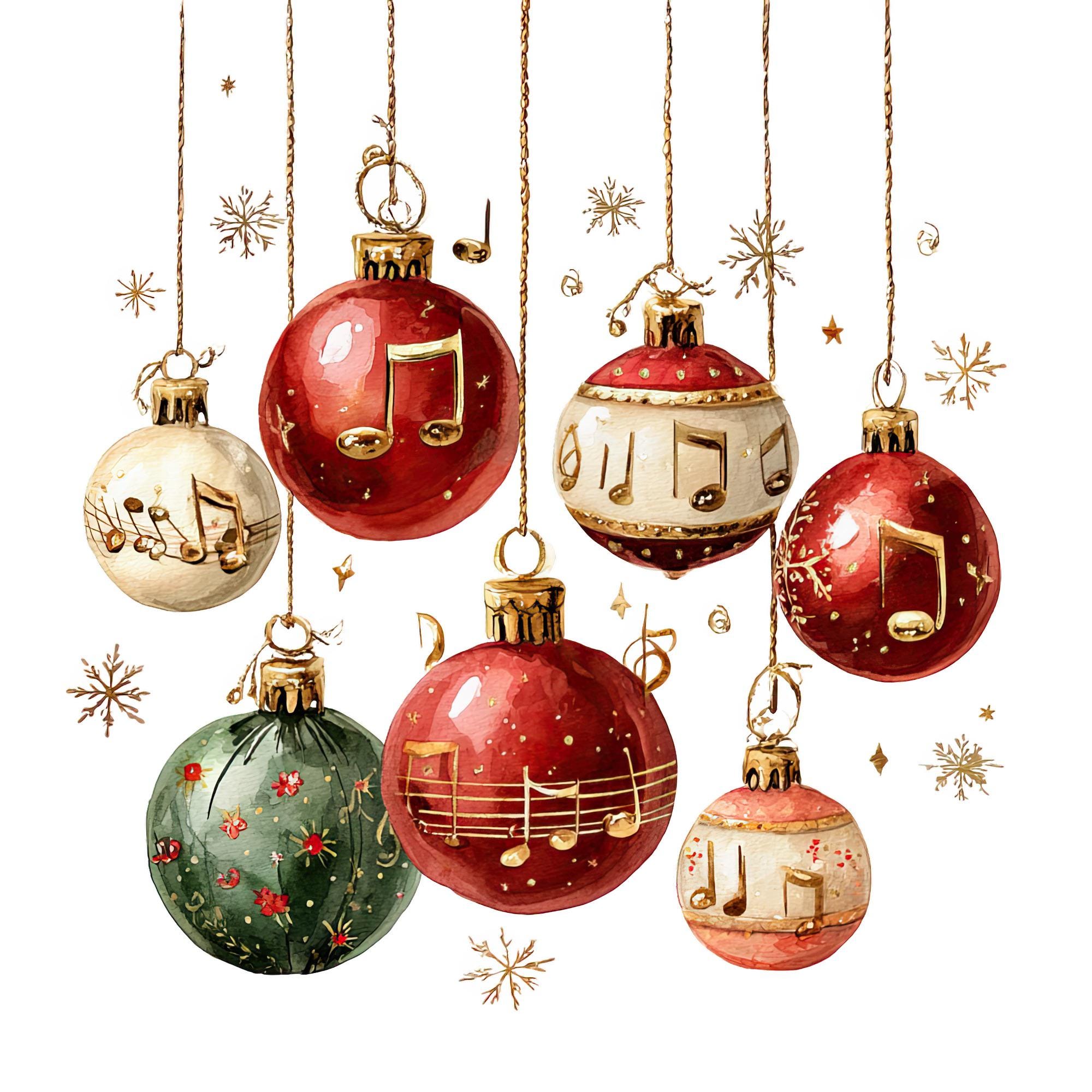 Christmas Ornaments Music Notes Clipart | Festive Musical Graphics ...