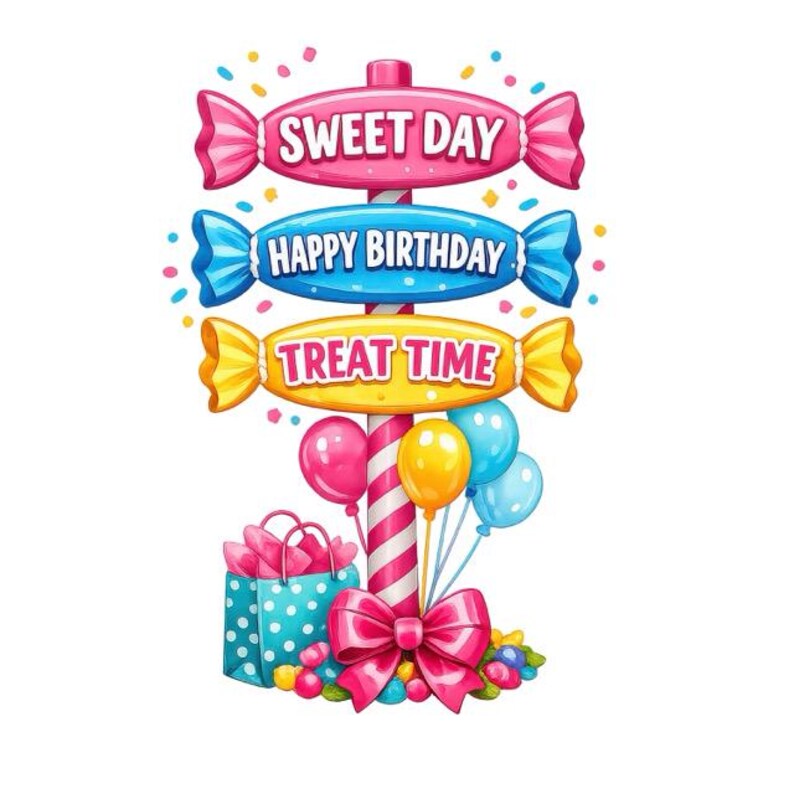 Happy Birthday Sign Clipart, Adorable Party Graphics, Digital Download ...