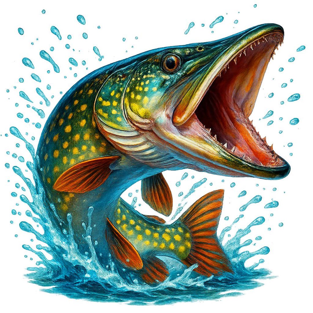 10 Northern Pike Fishing Clipart Bundle: Realistic Fish Pngs (digital ...