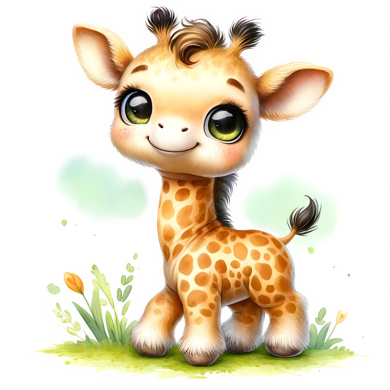 Cute Baby Giraffe Clipart | Nursery Wall Art (digital Download) - Etsy