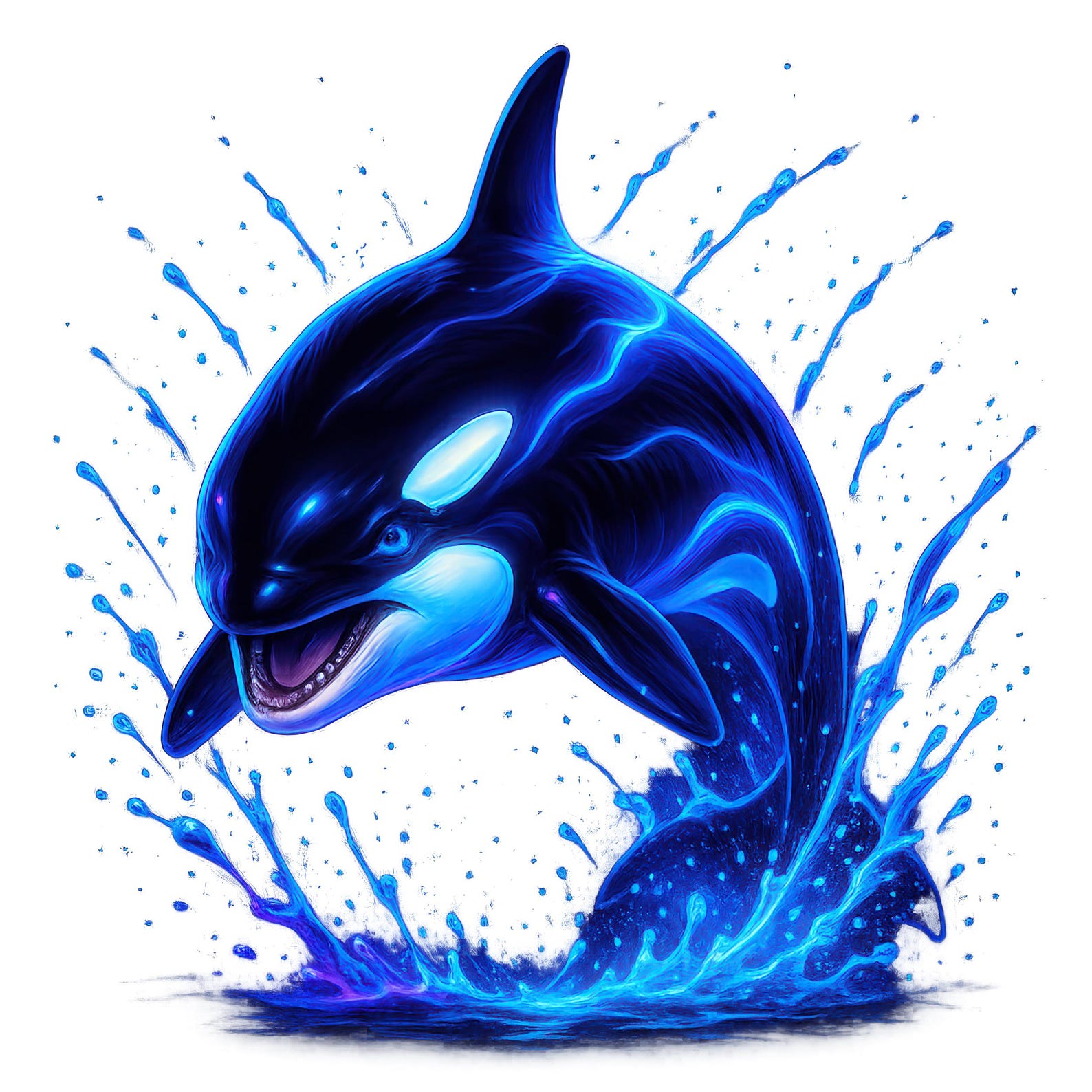 Neon Orca Clipart: Glowing Whale PNG Bundle - Commercial Use - Etsy